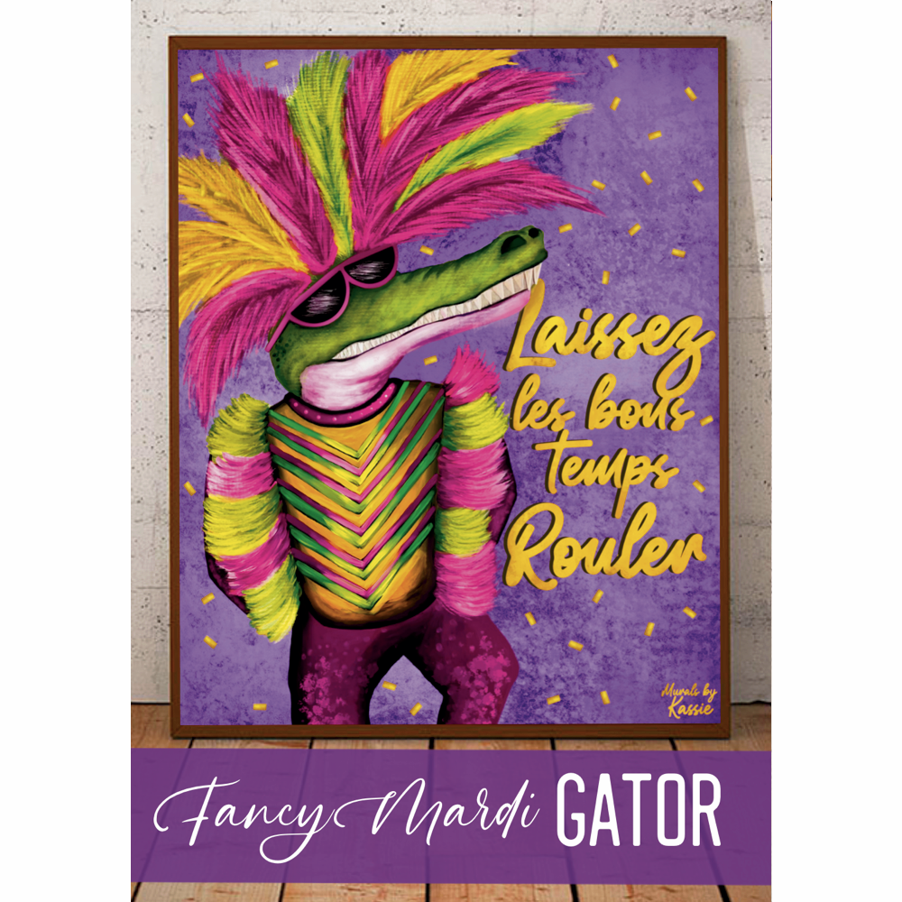 Fancy Mardi Gator Mini - Murals by Kassie